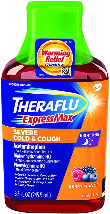 THERA FLU EXPRESSMAX SEVERE COLD & COUGH BERRY 8.3OZ BTL – Midwest Trading